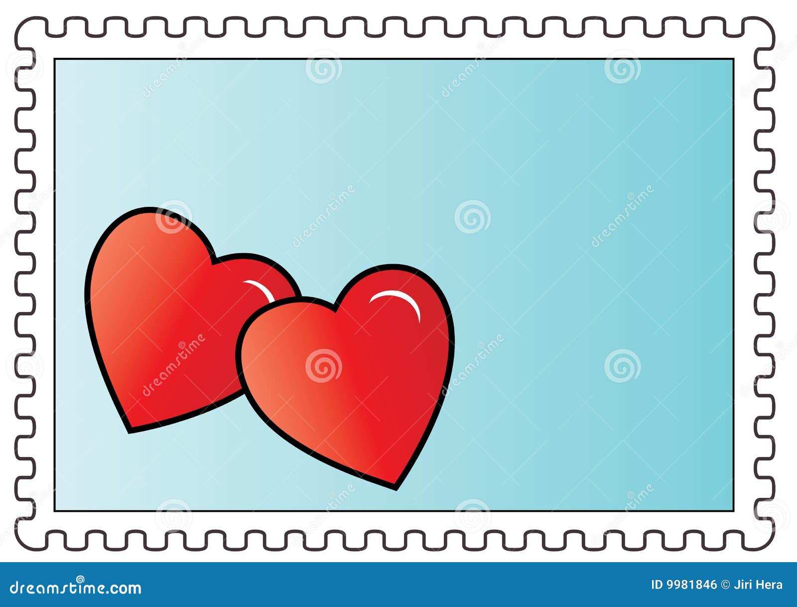 Timbre-poste De Coeurs Deux Illustration Stock - Illustration du rouge ...
