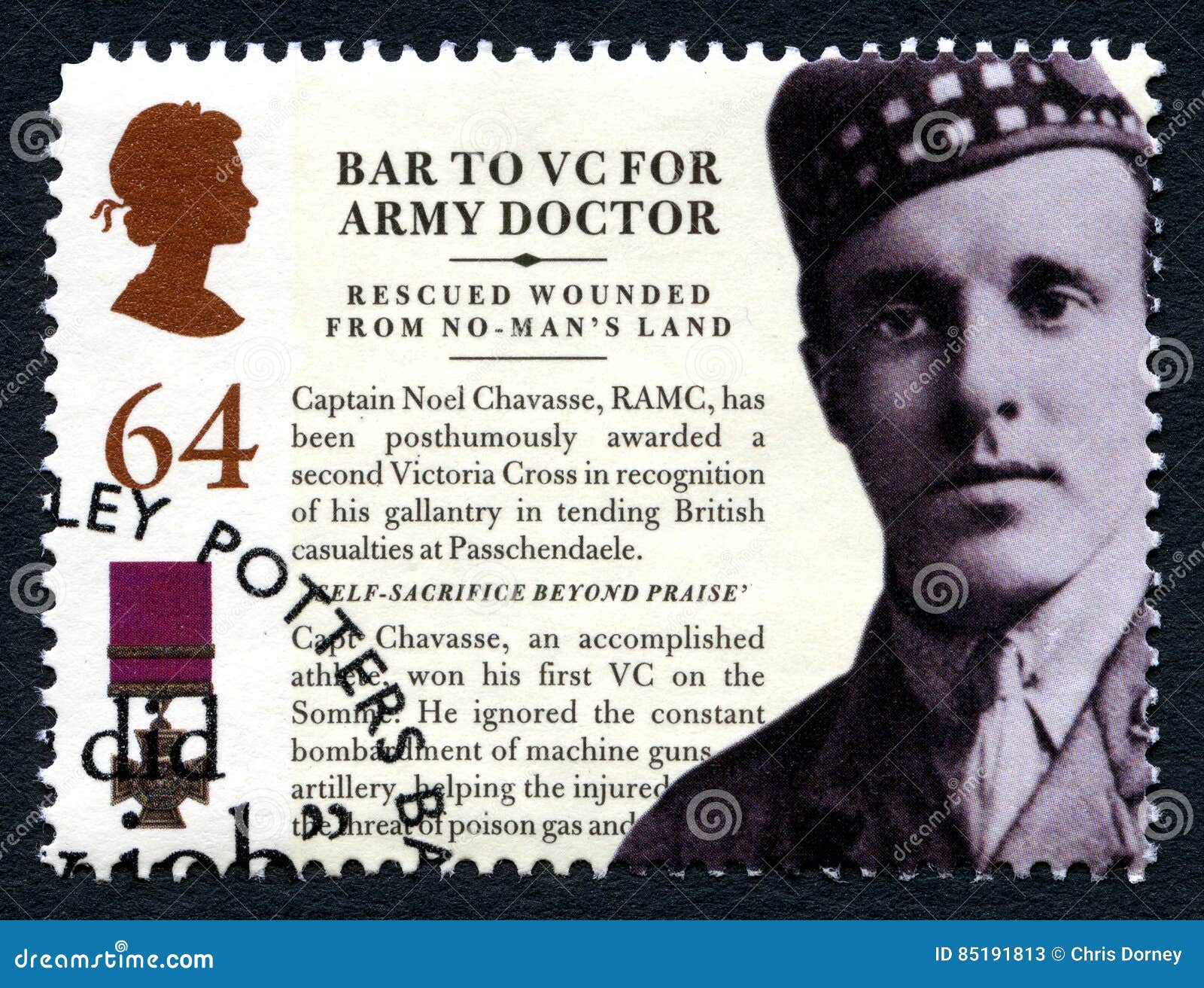 Timbre-poste De Noel Chavasse VC Du R-U Photo stock éditorial - Image ...