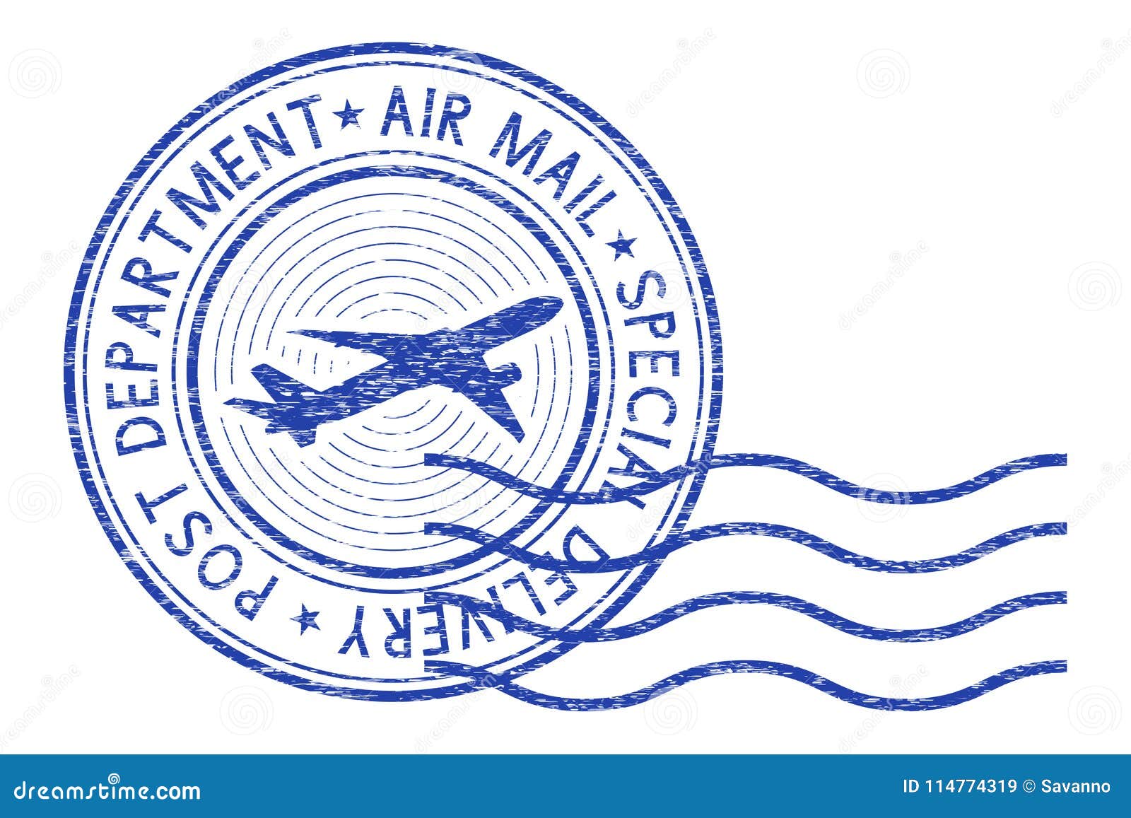 Timbro Postale Rotondo Della Posta Aerea Con Le Onde Illustrazione ...