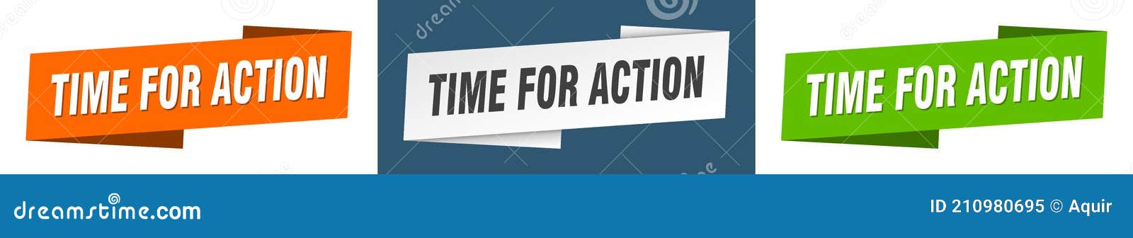 Time for Action Banner. Time for Action Ribbon Label Sign Set Stock ...