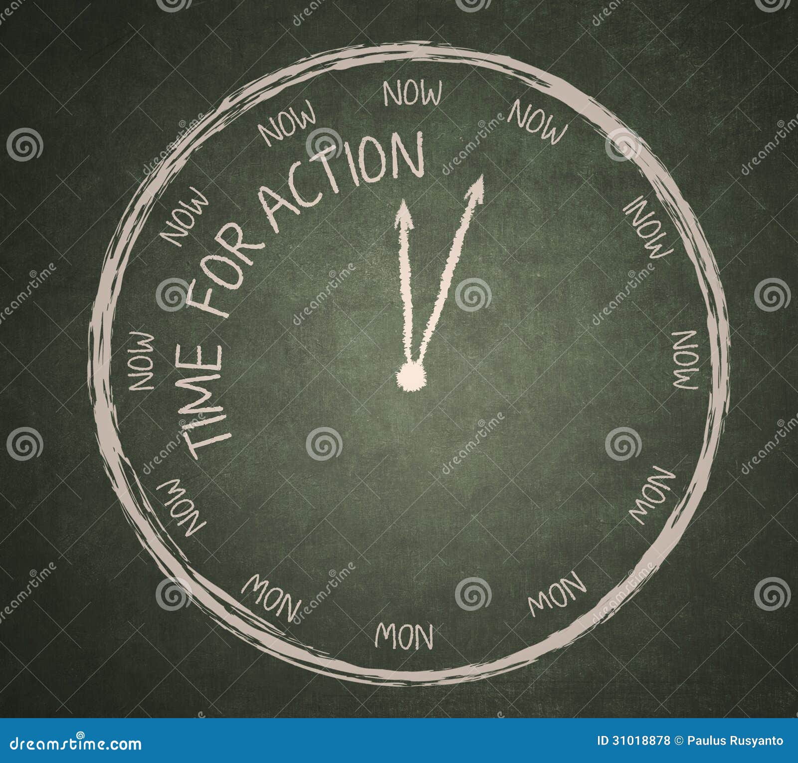 Time for Action on Blackboard Stock Illustration - Illustration of ...