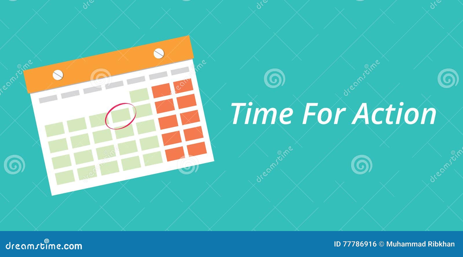 Time for Action Concept with a Calendar Blue Background Stock Vector ...