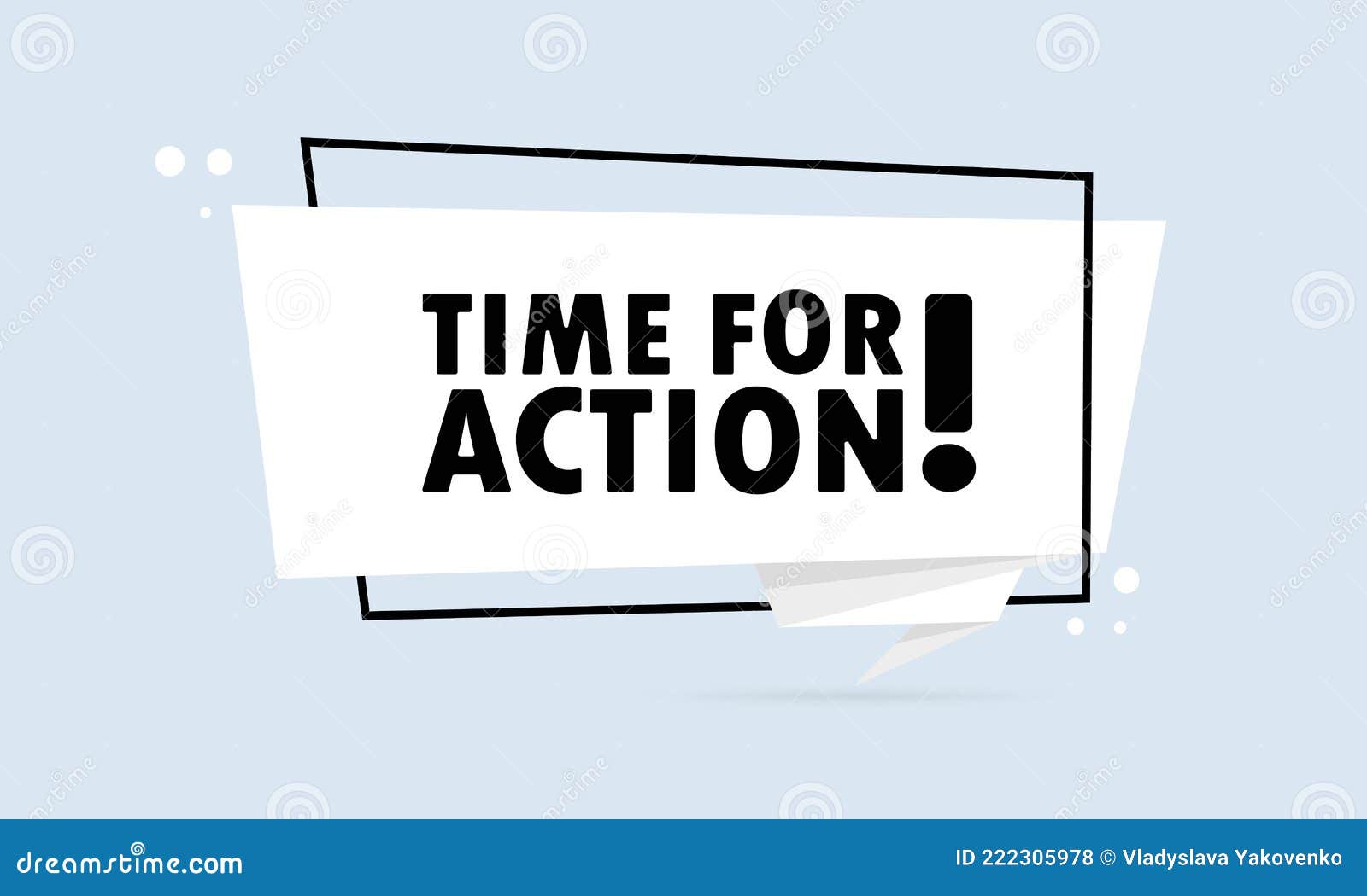 Time for Action. Origami Style Speech Bubble Banner. Sticker Design ...