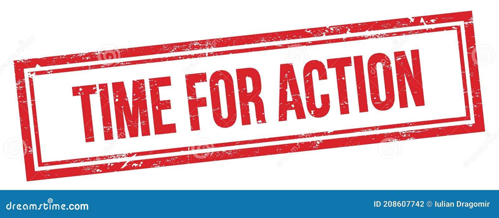 TIME for ACTION Text on Red Grungy Vintage Stamp Stock Illustration ...