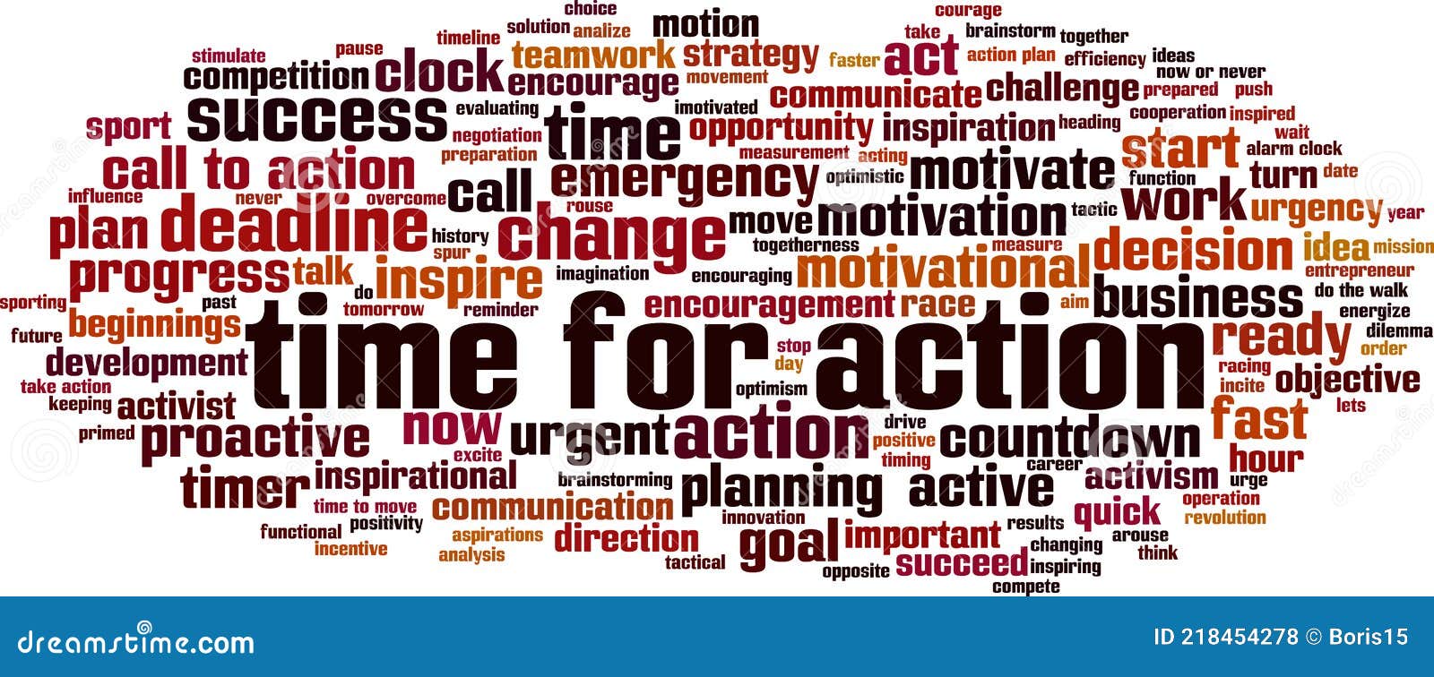Time for action word cloud stock vector. Illustration of motivation ...