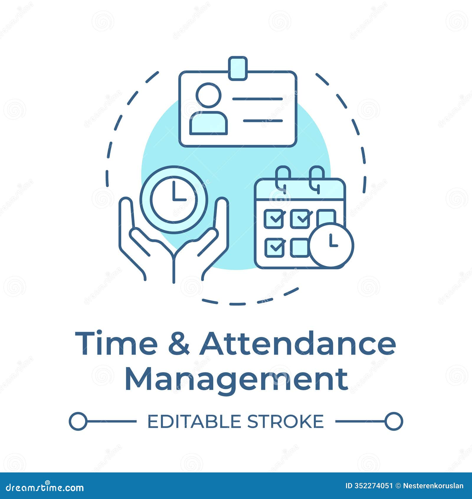 Time And Attendance Management Multi Color Concept Icon Vector ...