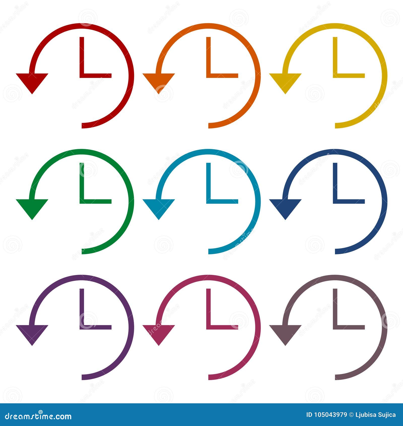 Time back icons set stock vector. Illustration of internet - 105043979