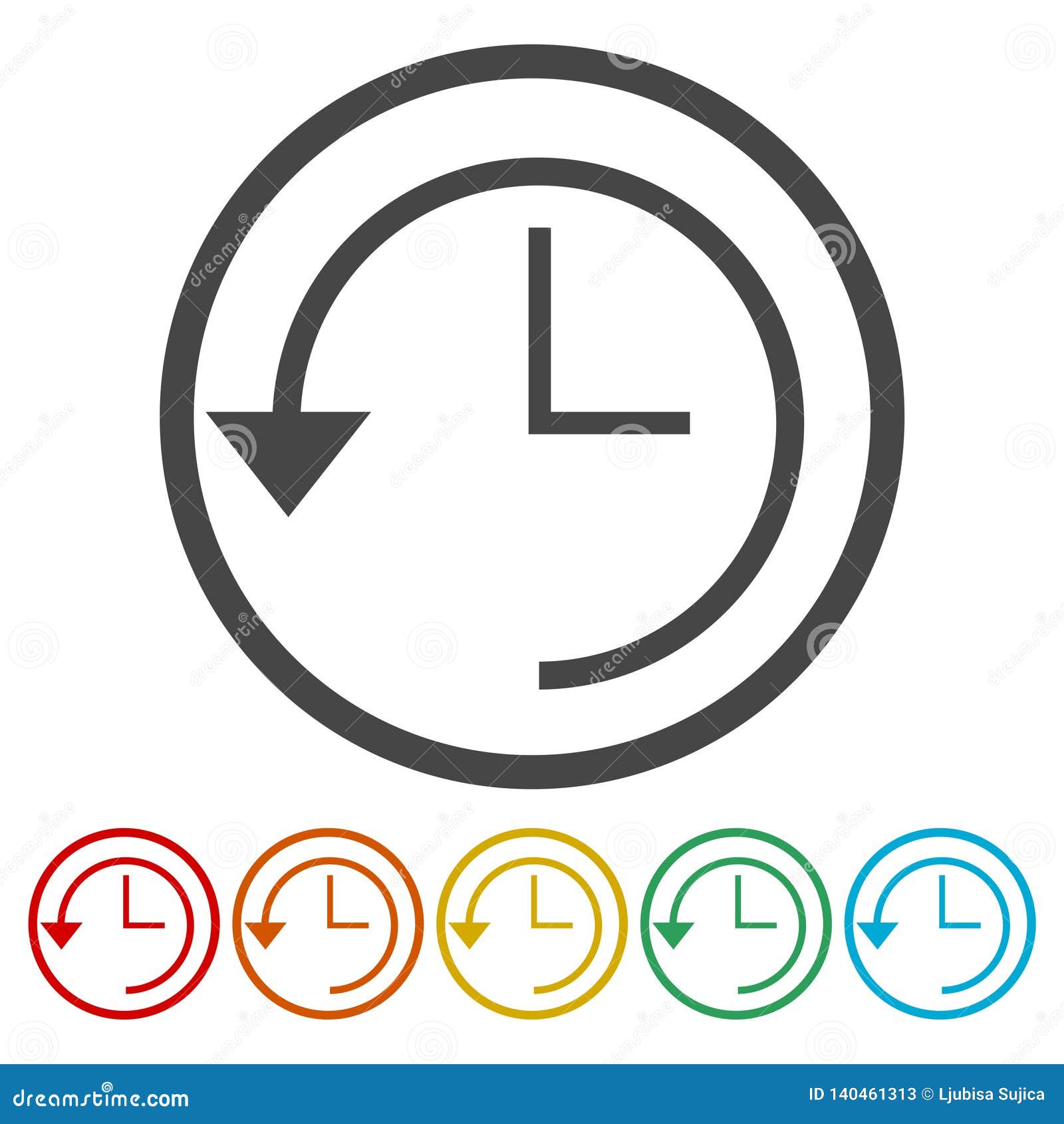 Time back icons set stock vector. Illustration of machine - 140461313