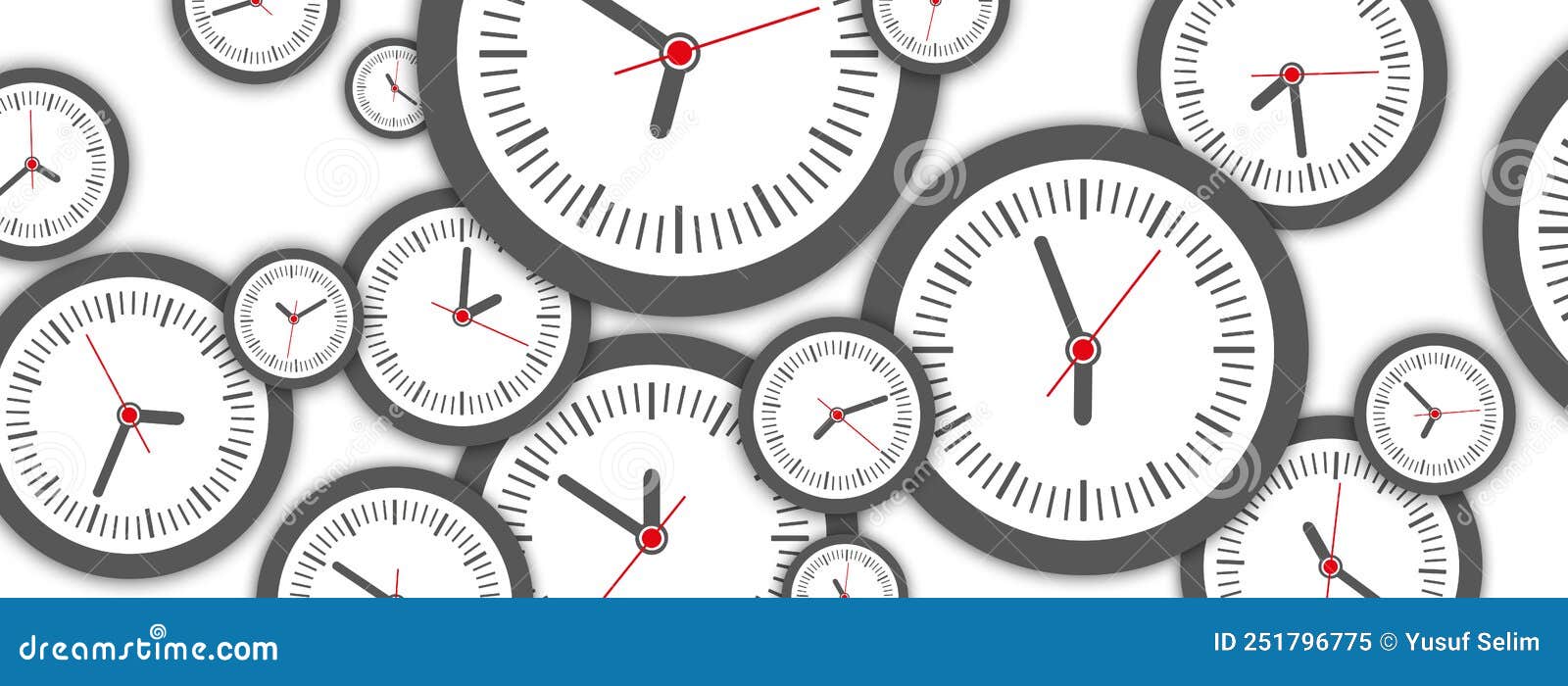 Time Background with Round Wall Clocks. Stock Illustration ...