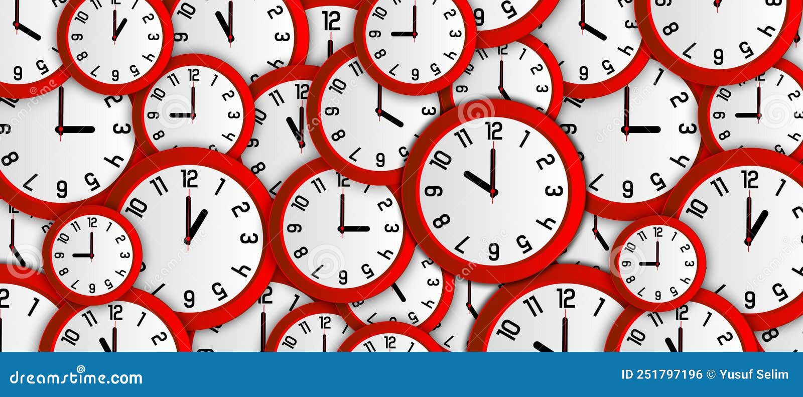 Time Background With Round Wall Clocks. Stock Photography ...