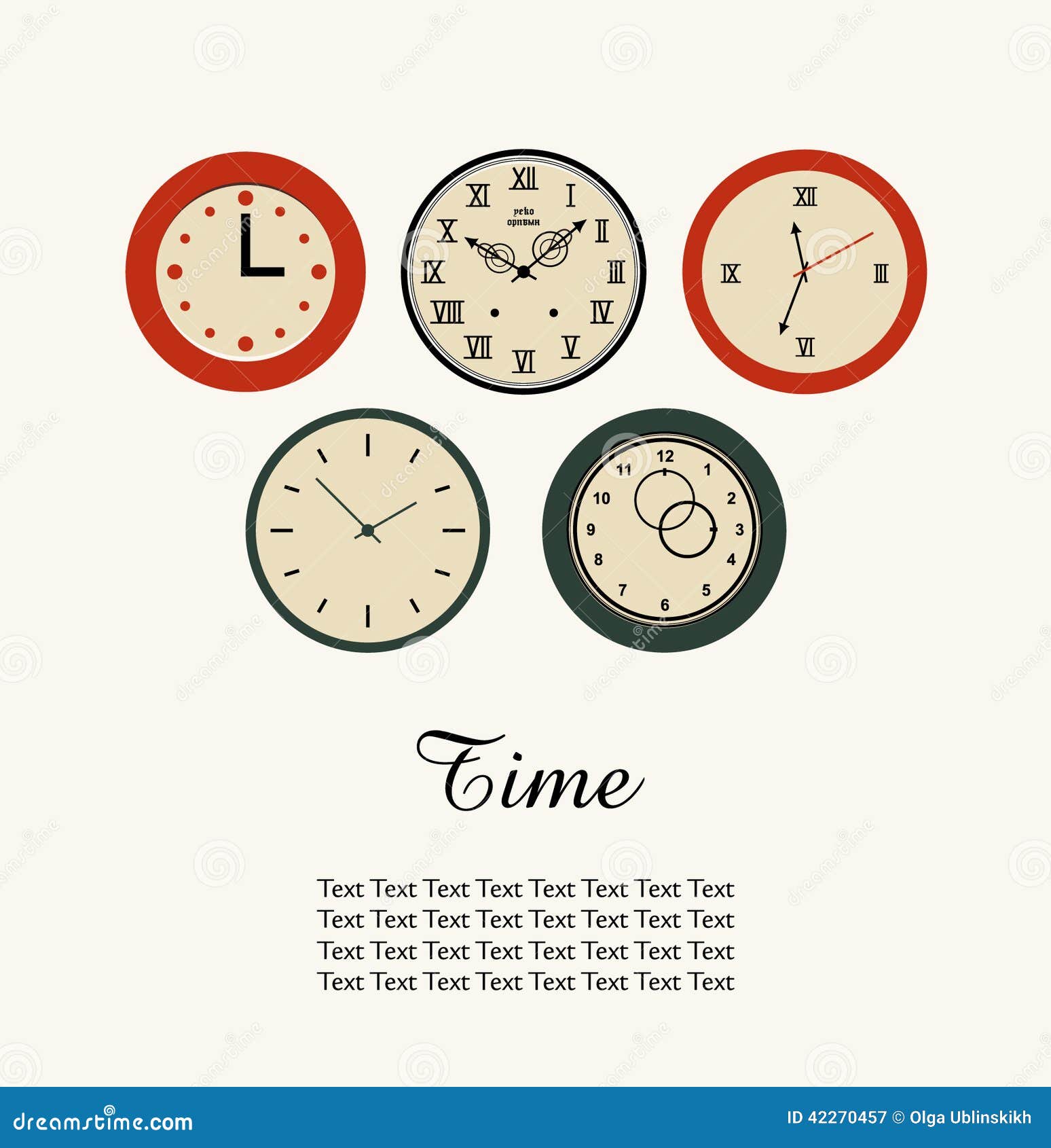 Time Banner with Set of Round Clocks. Collection of Clocks Stock Vector ...