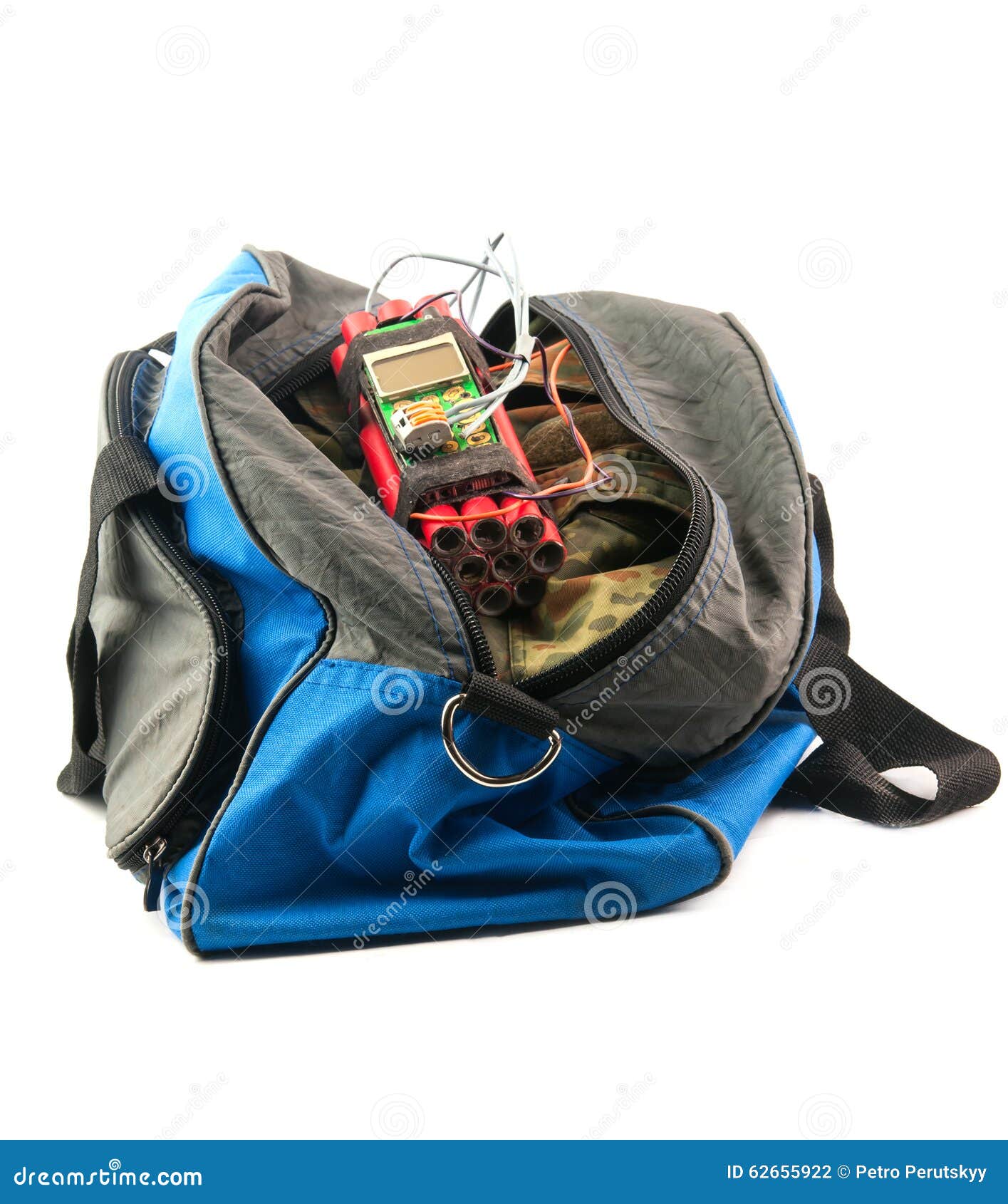 Time bomb in bag stock photo. Image of explosion, ignition - 62655922