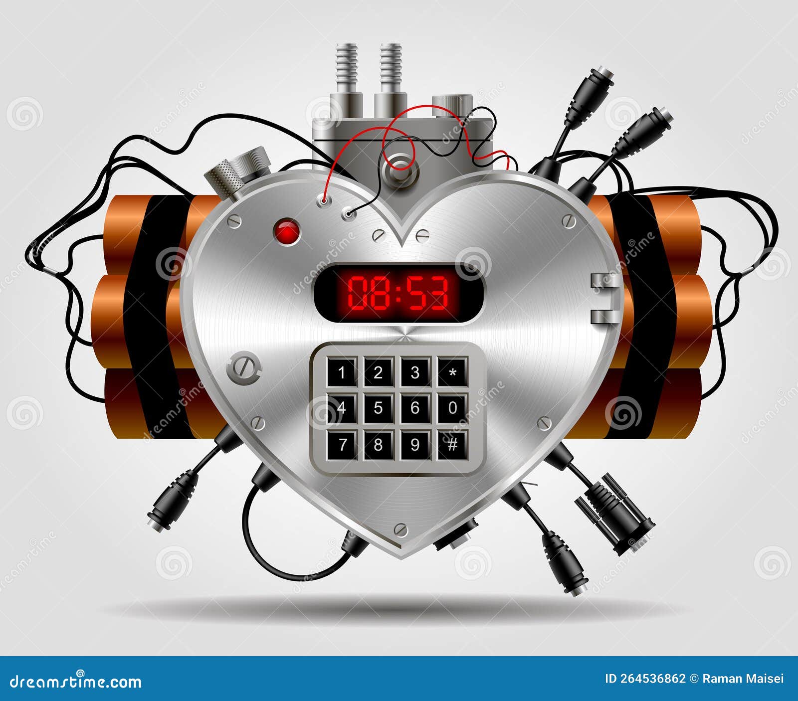 Time Bomb with Dynamite and Heart Shaped Clockwork Stock Vector ...