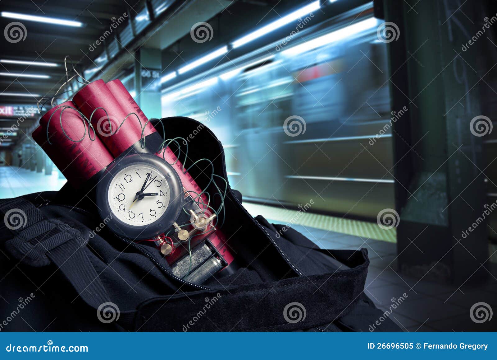 Time Bomb Inside a Backpack in a Subway Station Stock Image - Image of ...