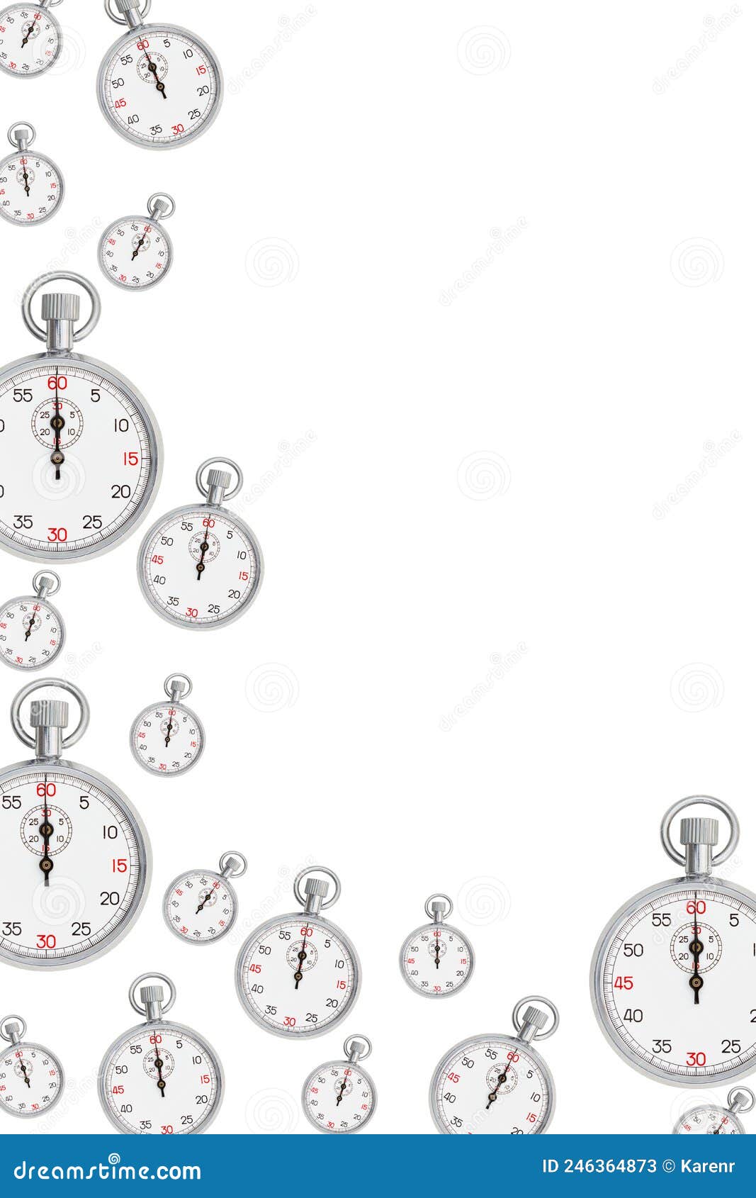 Time Border with Silver Stopwatch Isolated on White Stock Image - Image ...