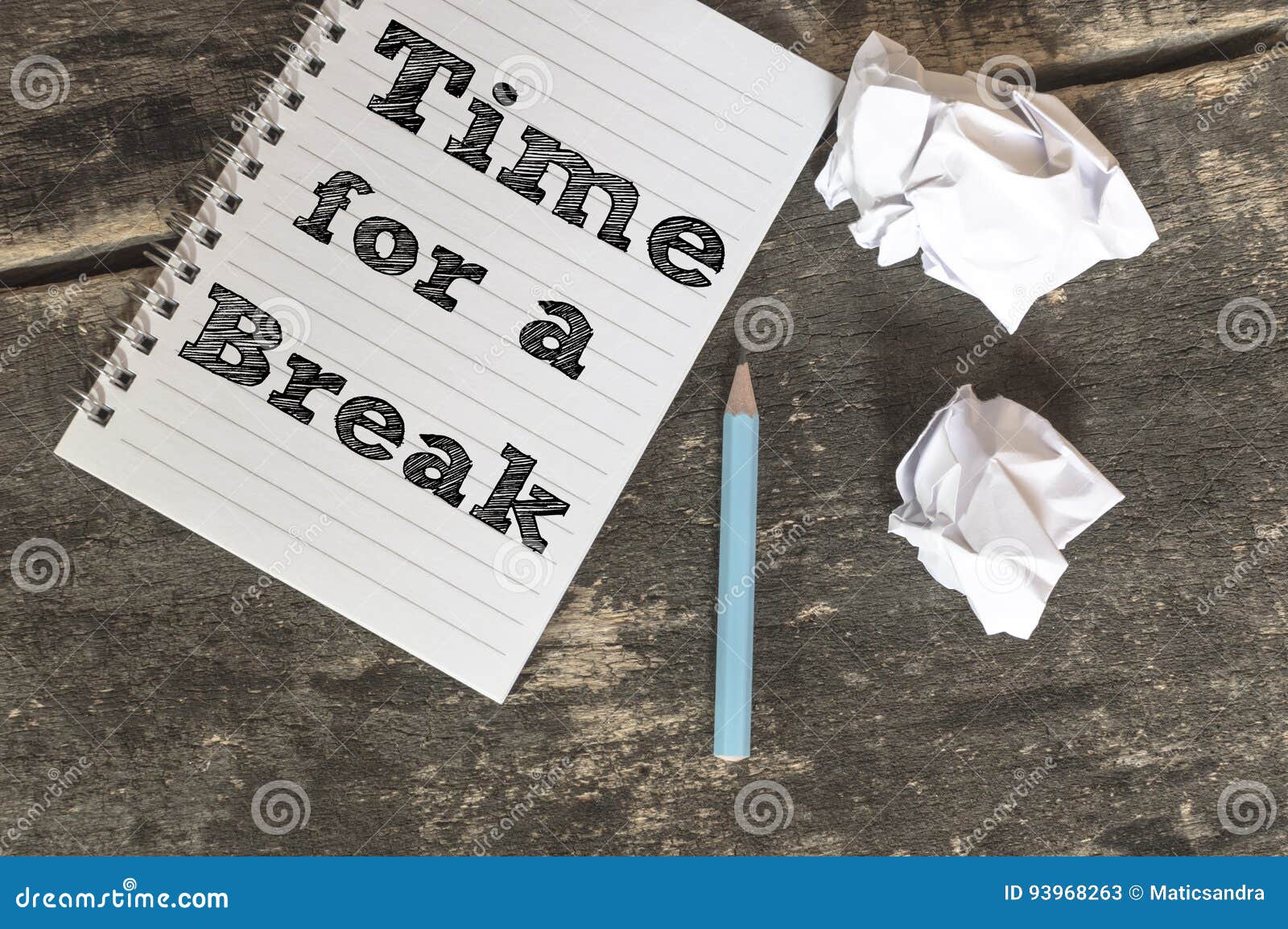 Time for a Break on a Notebook Stock Image - Image of message, leaving ...