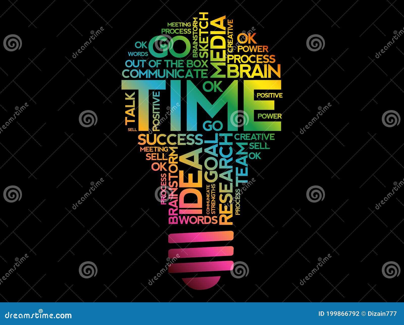 Time Bulb Word Cloud Collage Stock Illustration - Illustration of ...