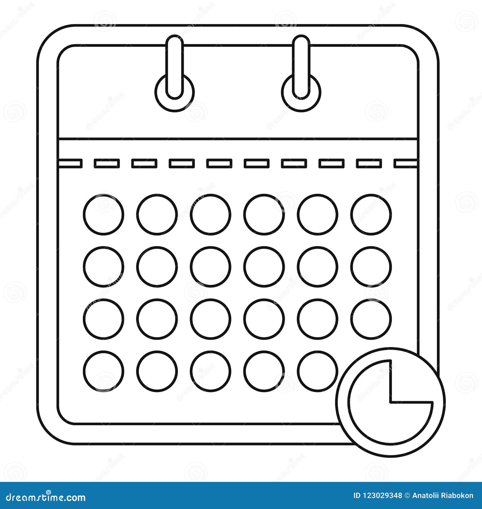 Time Calendar Icon, Outline Style. Stock Illustration - Illustration of ...