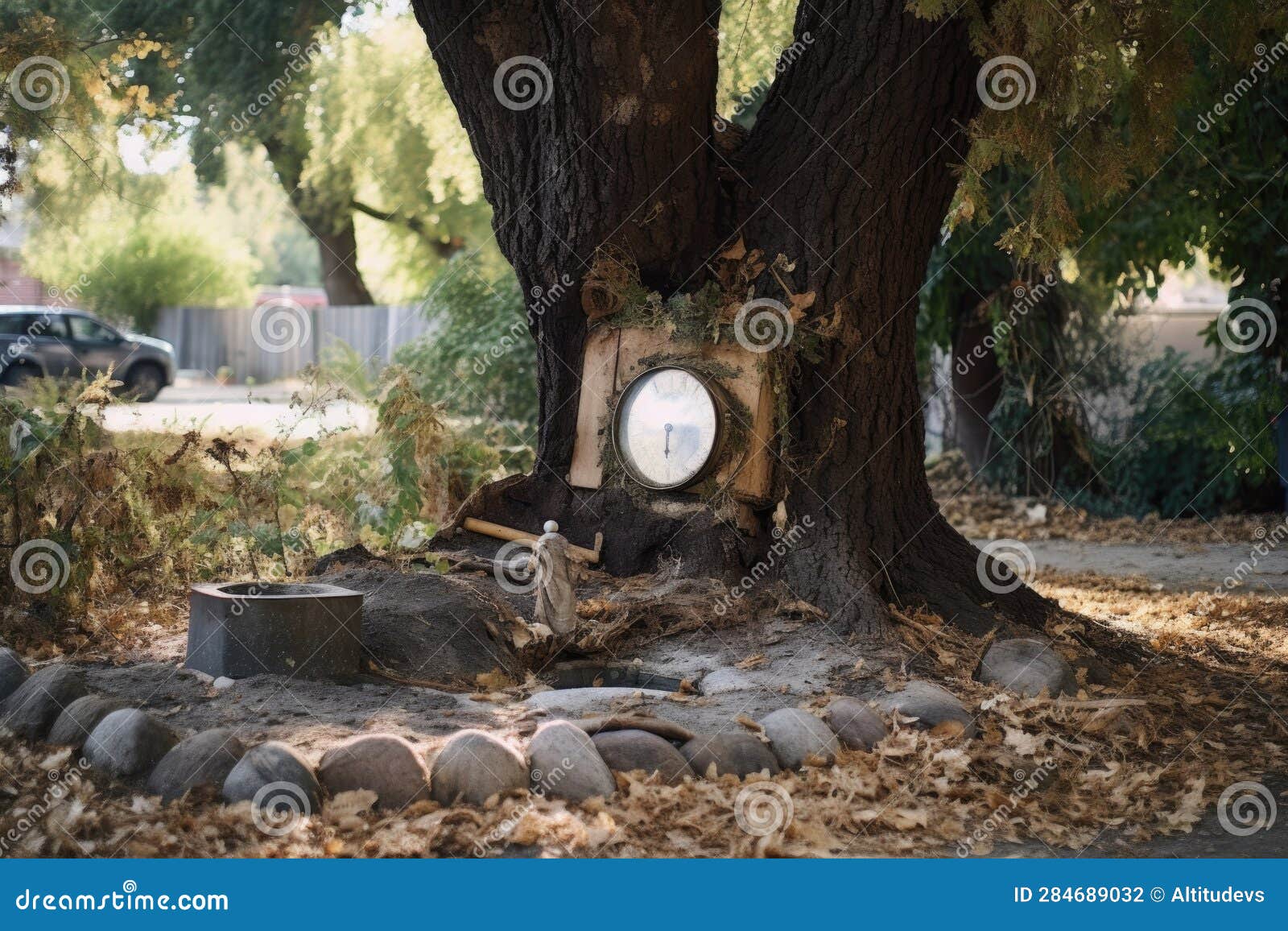Time Capsule Buried at the Base of a Tree Stock Illustration ...