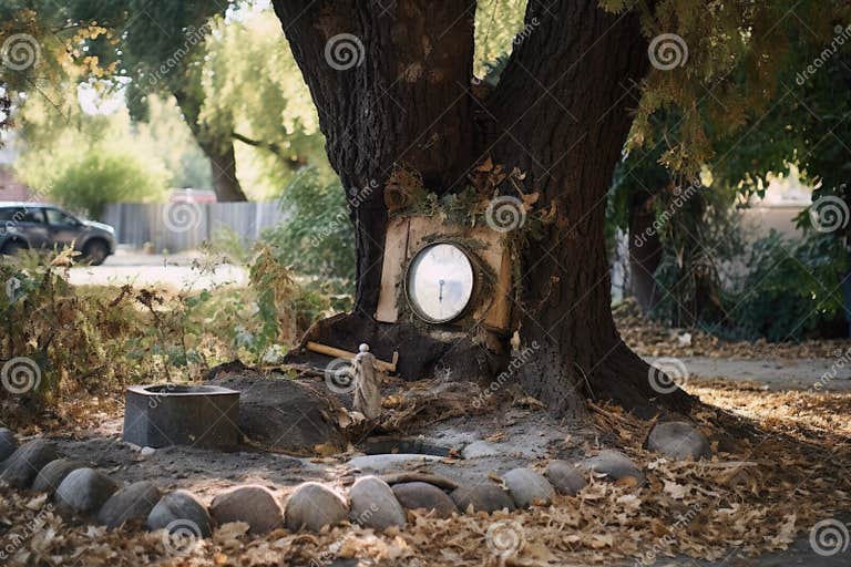 Time Capsule Buried at the Base of a Tree Stock Illustration ...