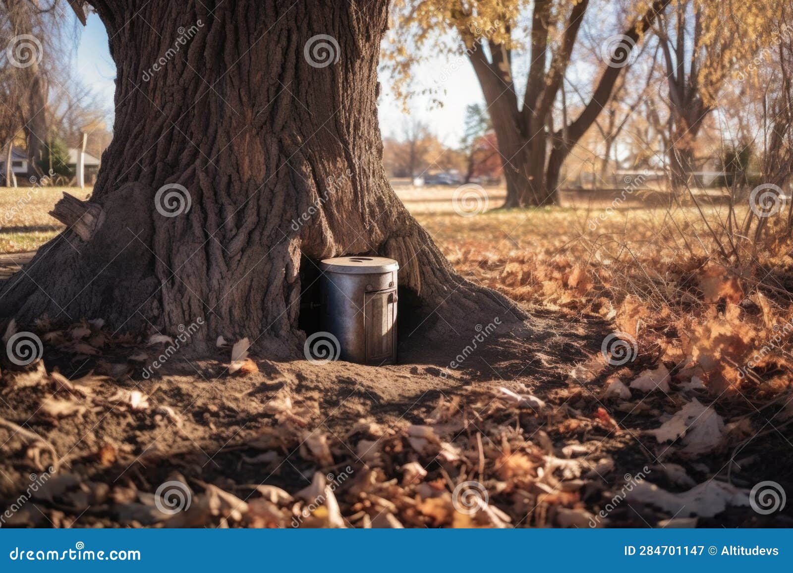 Time Capsule Buried at the Base of a Tree Stock Image - Image of ...