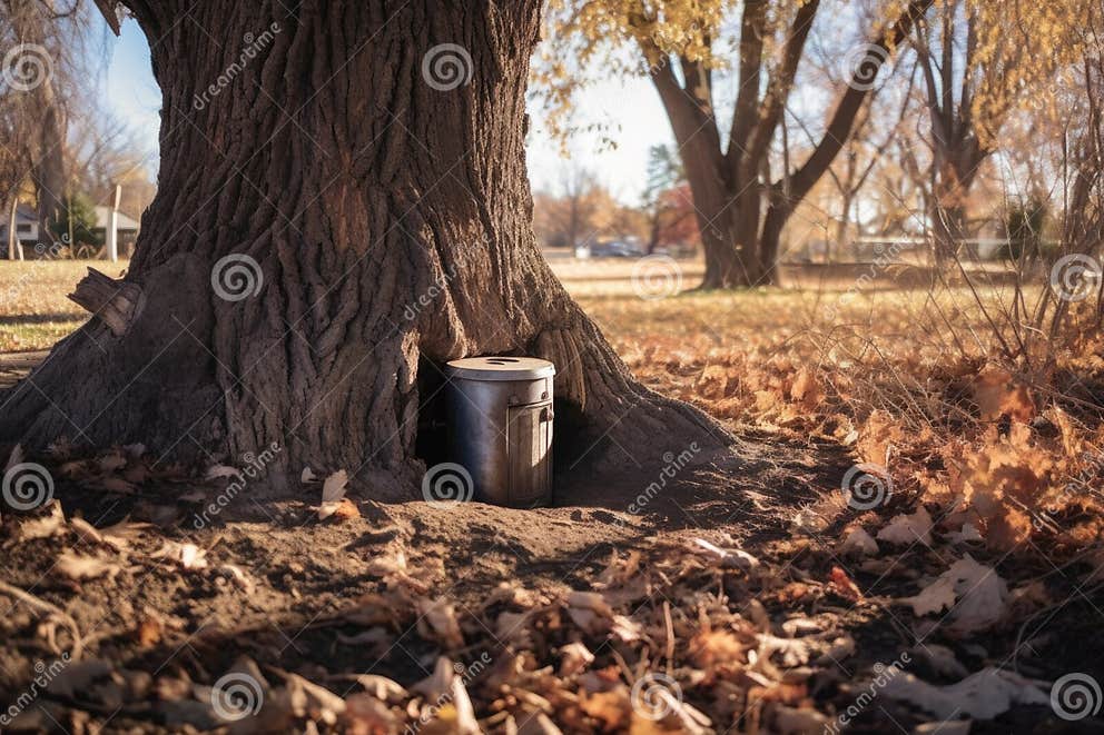 Time Capsule Buried at the Base of a Tree Stock Image - Image of ...