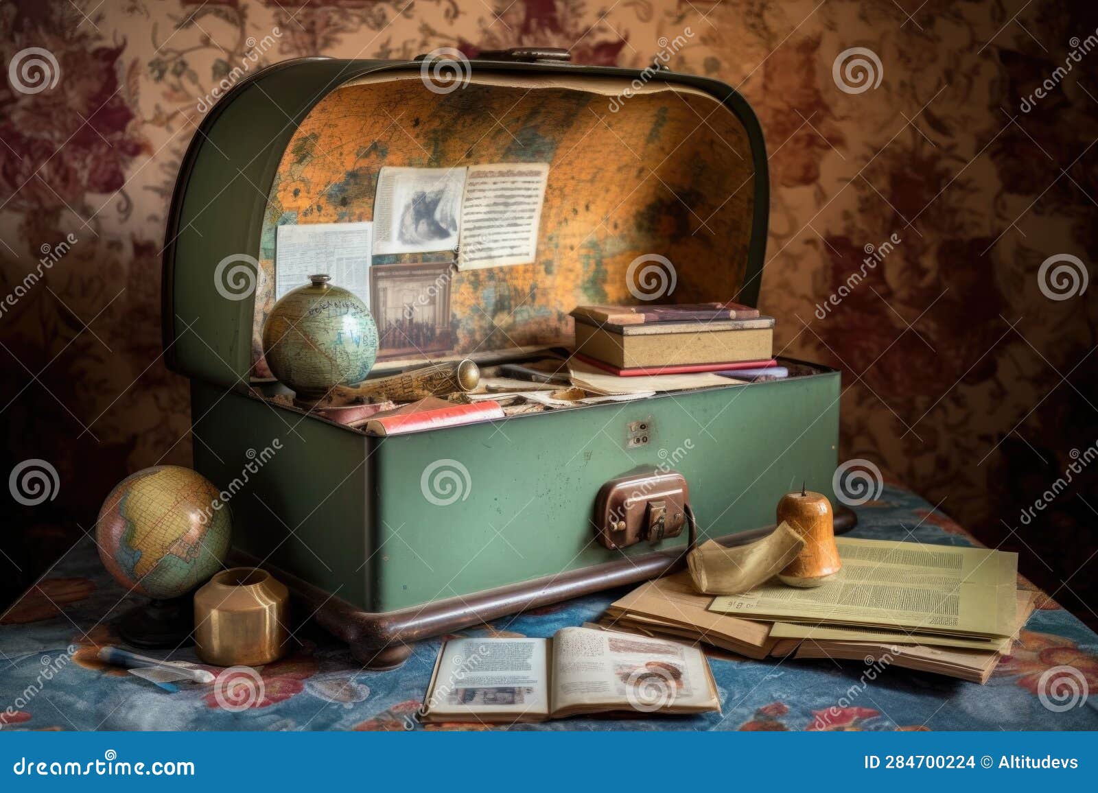 Time Capsule Opening with Aged Documents Inside Stock Illustration ...