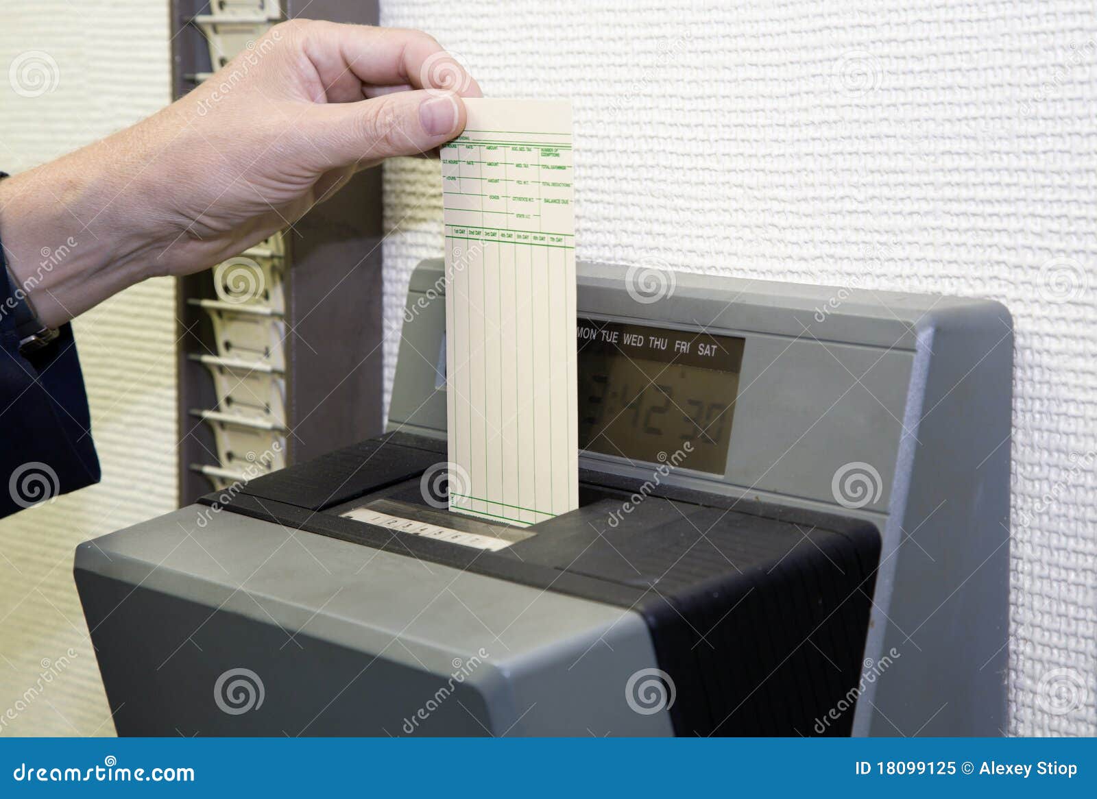Time card stock image. Image of hand, paper, employment - 18099125