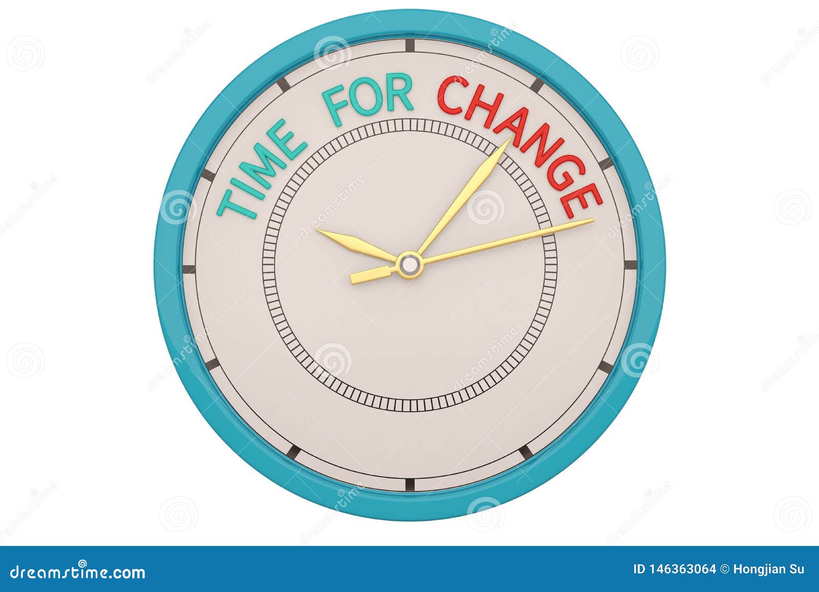 Time for Change Clock Isolated on White Background. 3D Illustration Stock Illustration ...