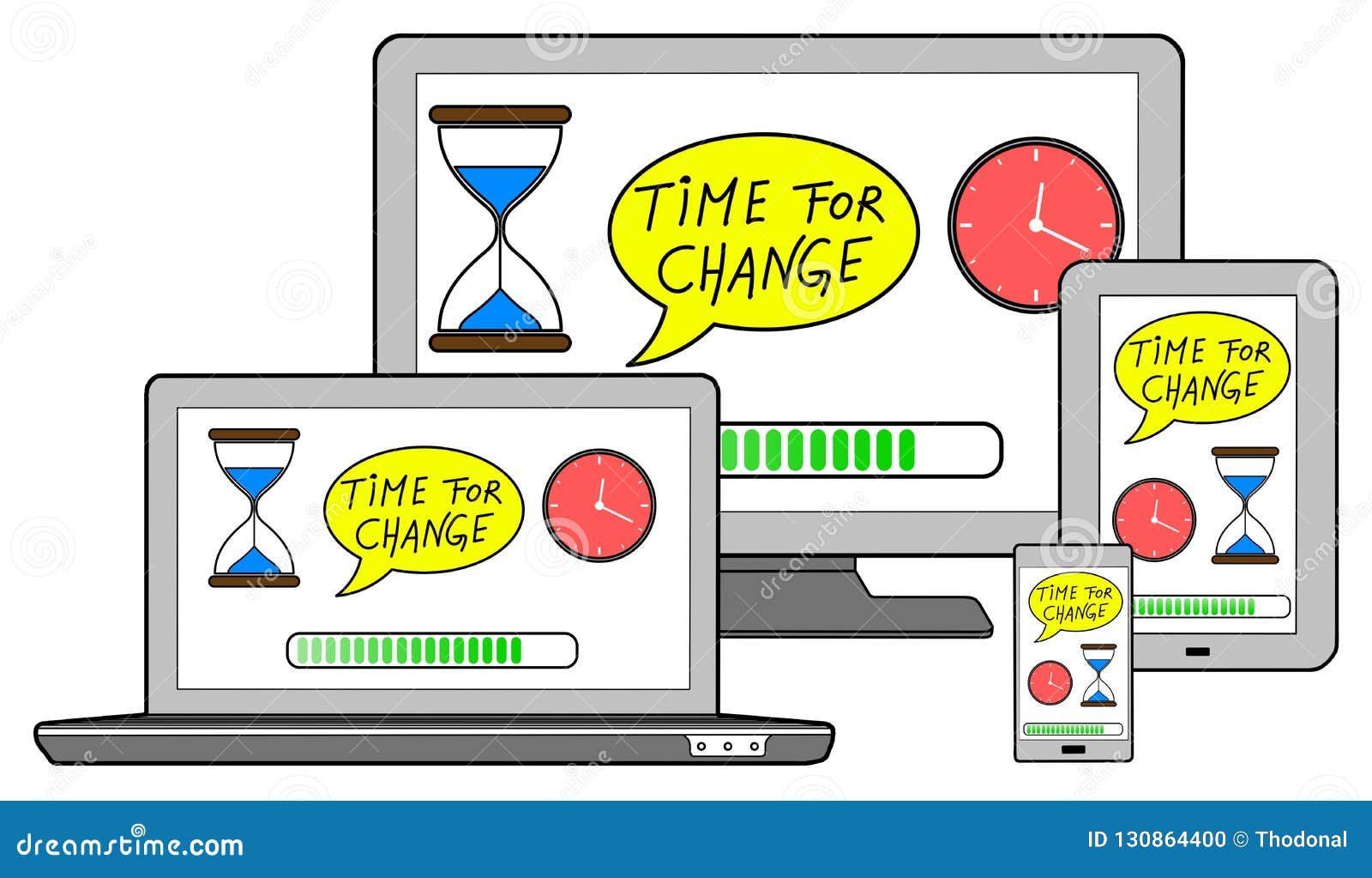 Time for Change Concept on Different Devices Stock Illustration ...