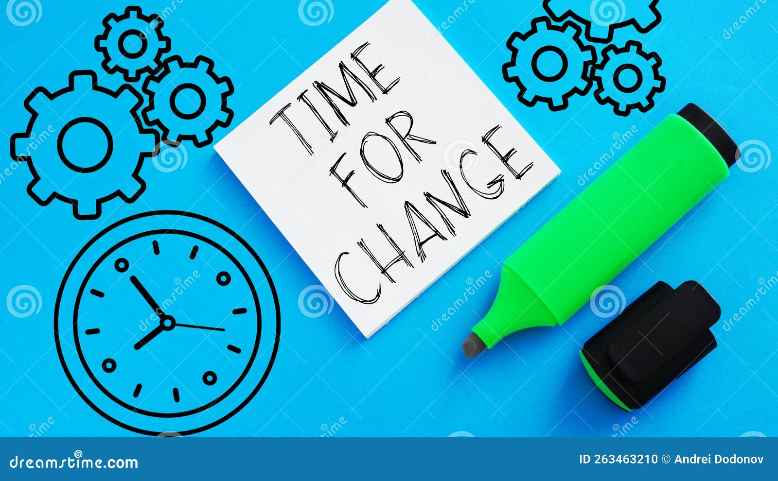 Time for Change is Shown Using the Text and Picture of Clock and Gears ...