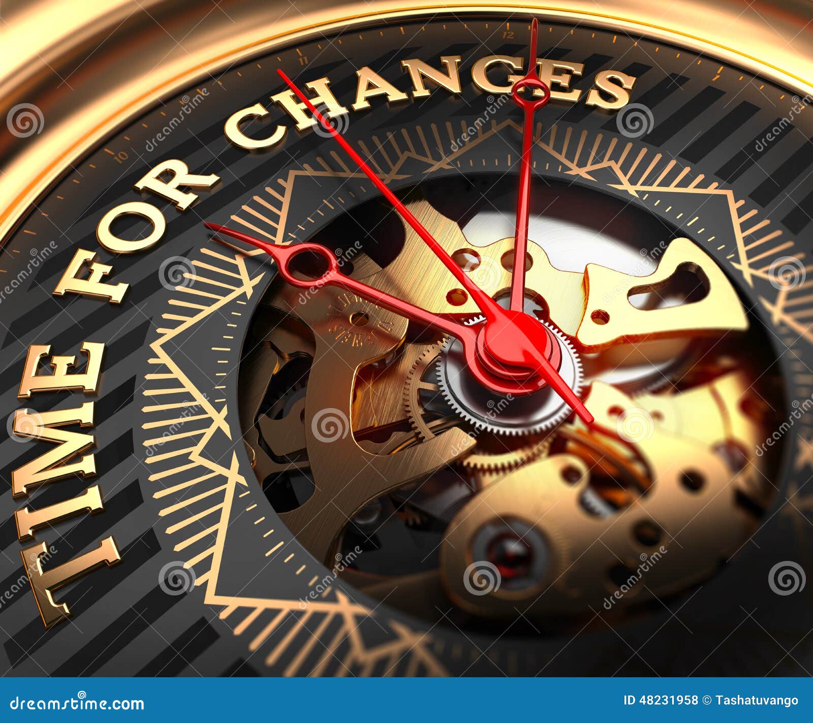 Time for Changes on Black-Golden Watch Face. Stock Photo - Image of ...