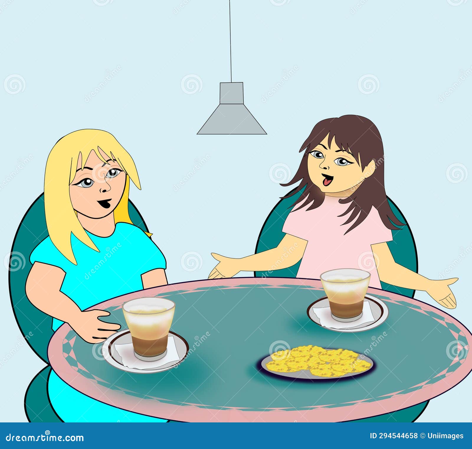 Time for a Chat and a Coffee with Some Biscuits. Stock Illustration ...