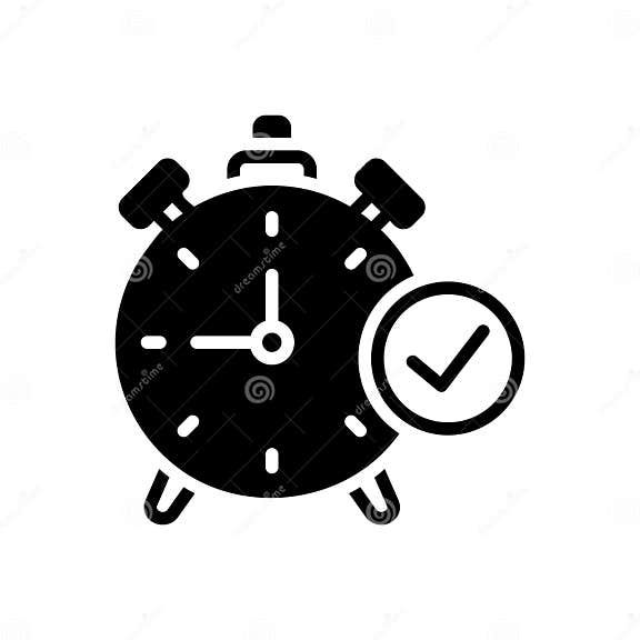 Black Solid Icon for Time Check Symbol, Ready and Timer Stock Vector ...