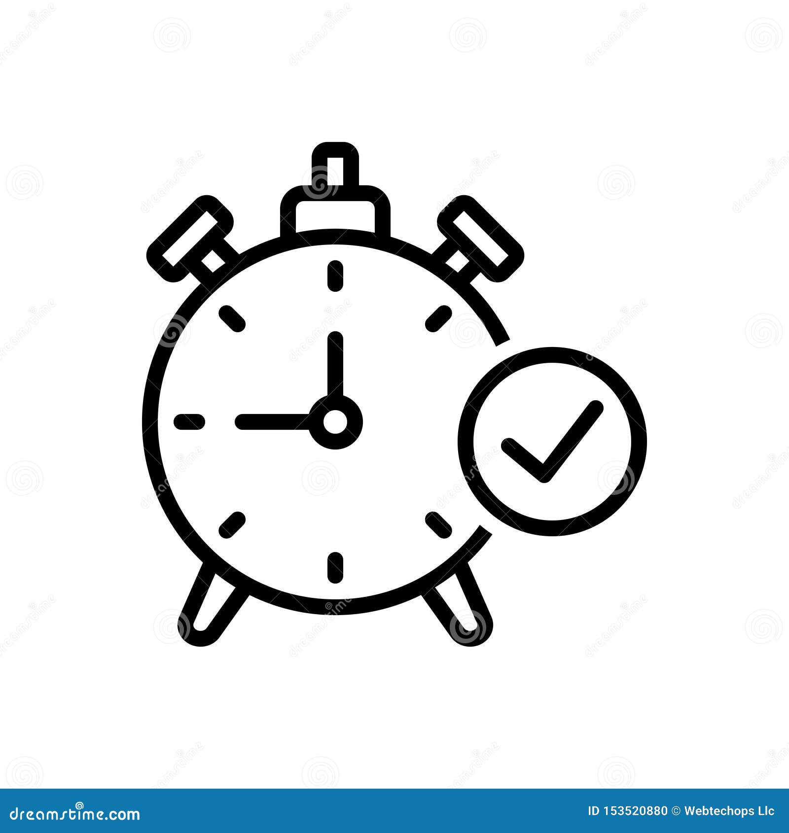 Black Line Icon for Time Check Symbol, Ready and Timer Stock Vector ...