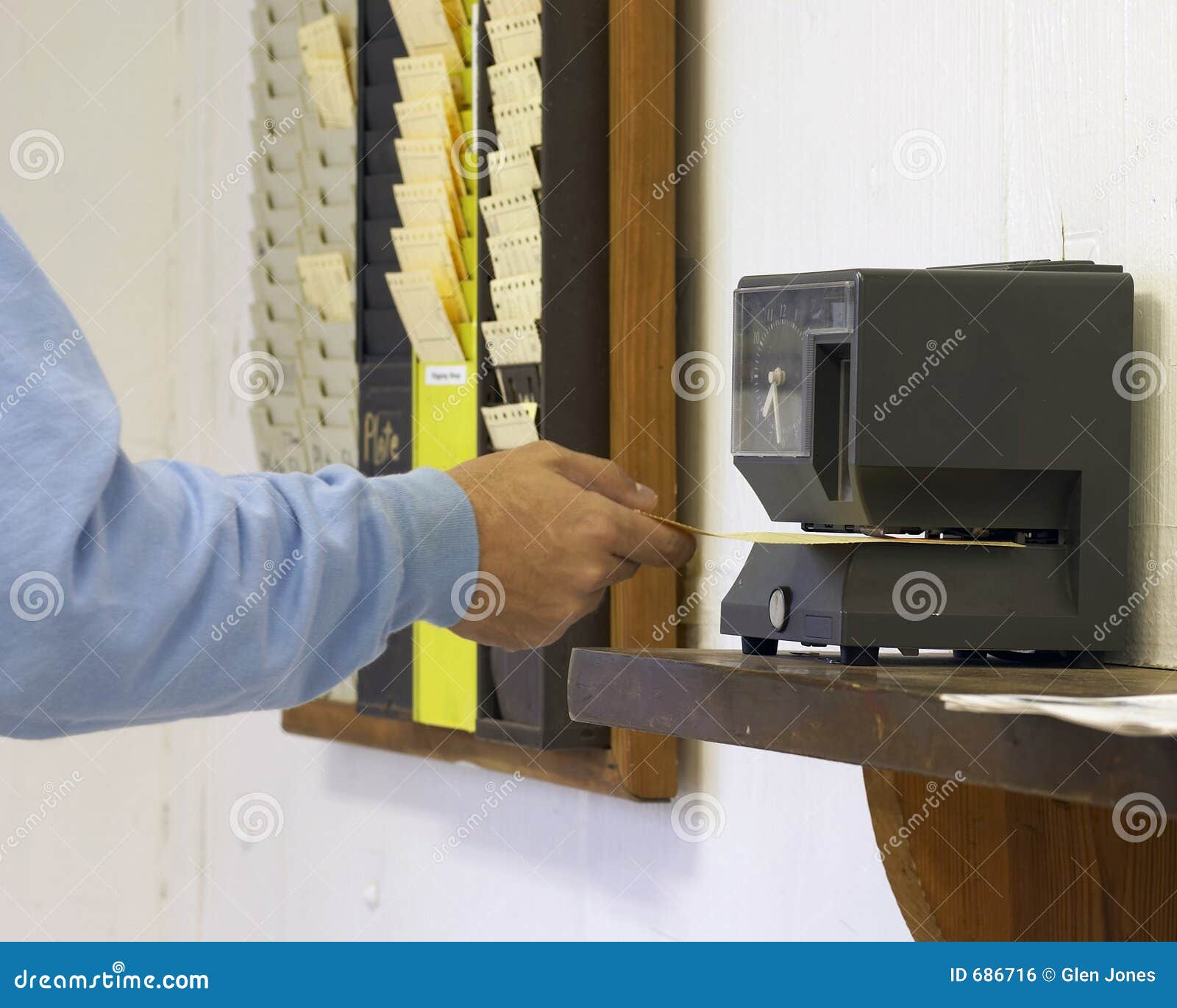 Old Time Clock Punch Card Wall Rack Stock Image | CartoonDealer.com ...