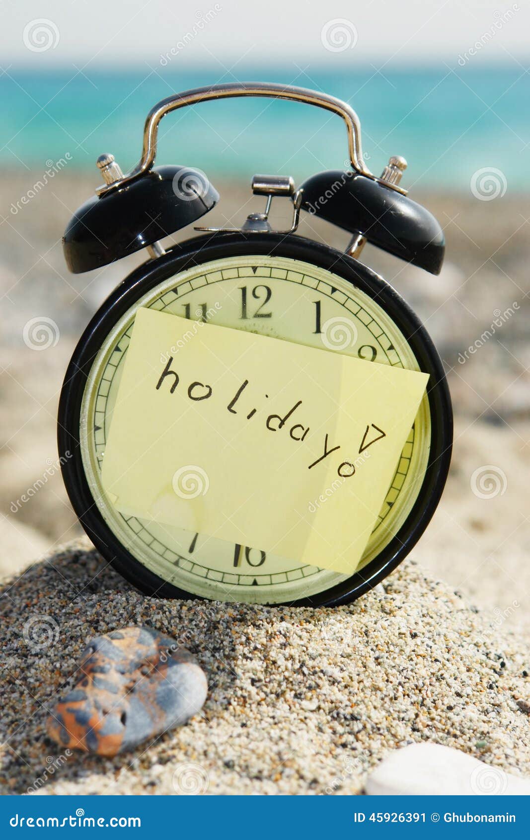 Time Clock Alarm Clock at Sunny Beach Stock Image - Image of finding ...