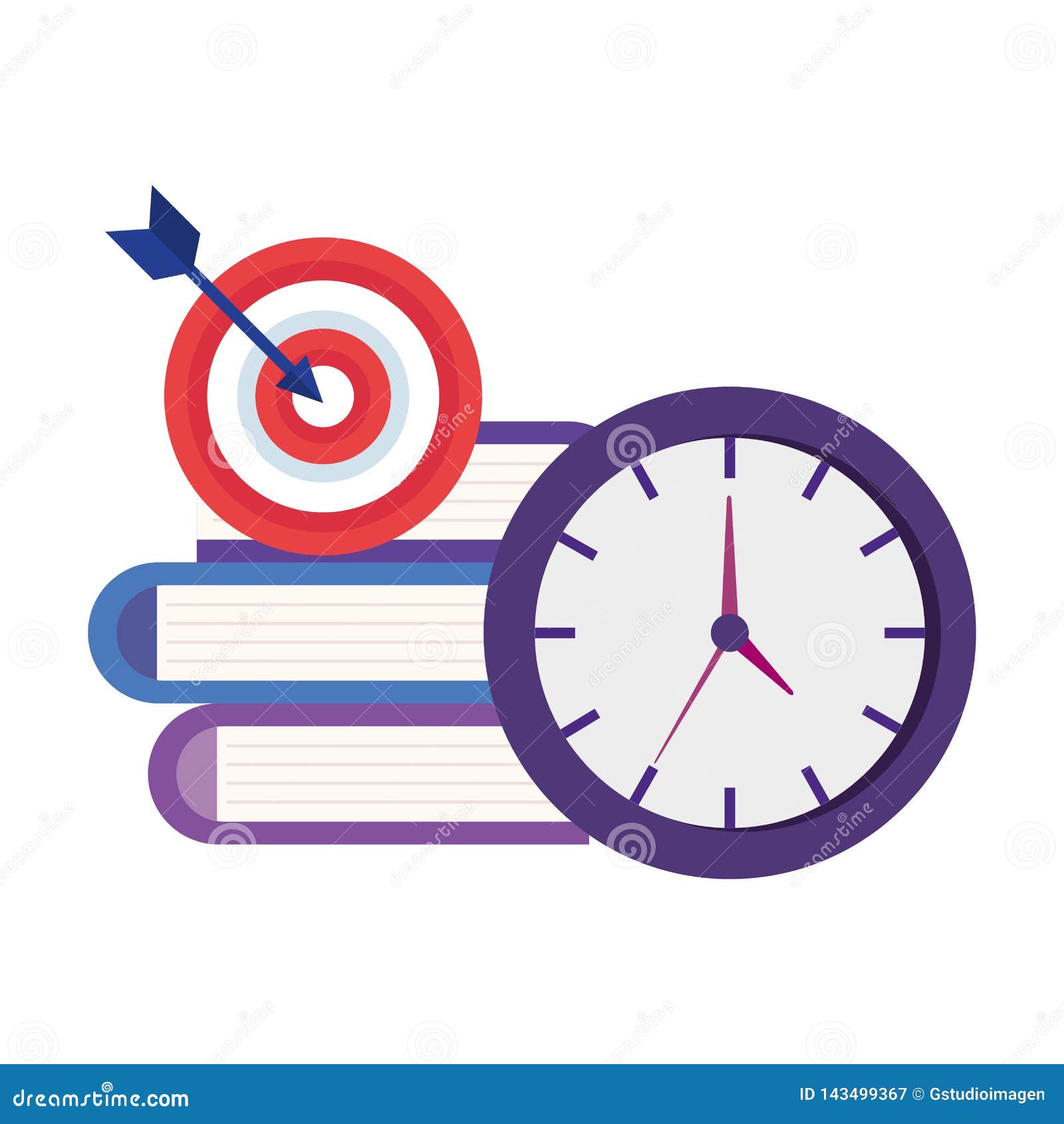 Time Clock with Books and Target Stock Vector - Illustration of design ...