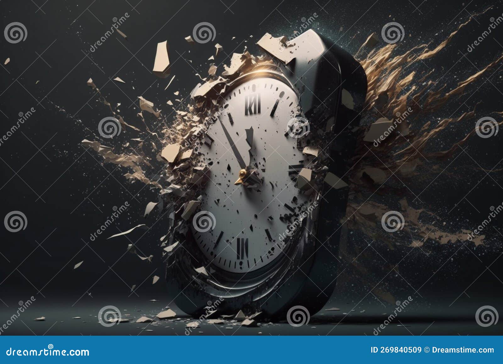A Time Clock Broken into Empty Void Generative AI Stock Illustration ...