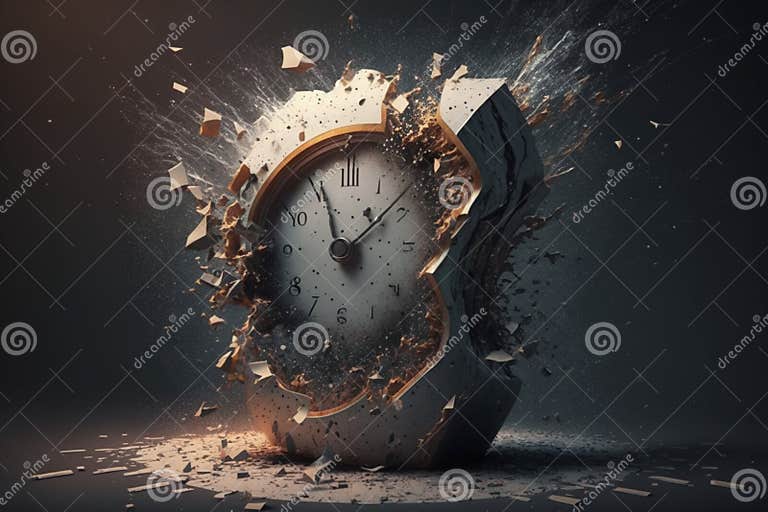 A Time Clock Broken into Empty Void Generative AI Stock Illustration ...