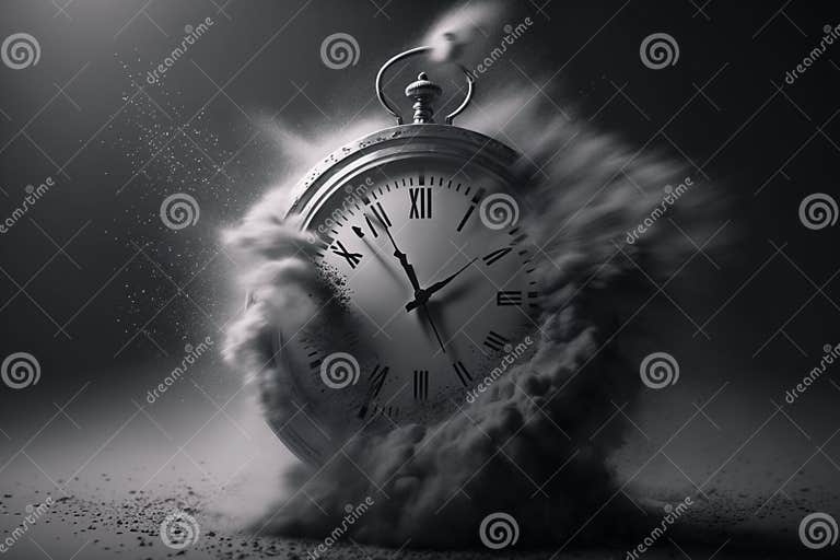 A Time Clock Broken into Empty Void Generative AI Stock Illustration ...