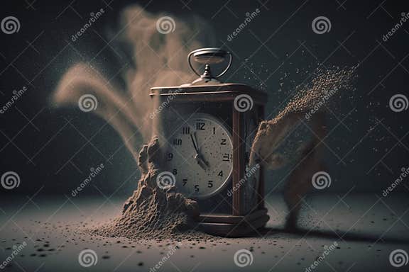 A Time Clock Broken into Empty Void Generative AI Stock Illustration ...