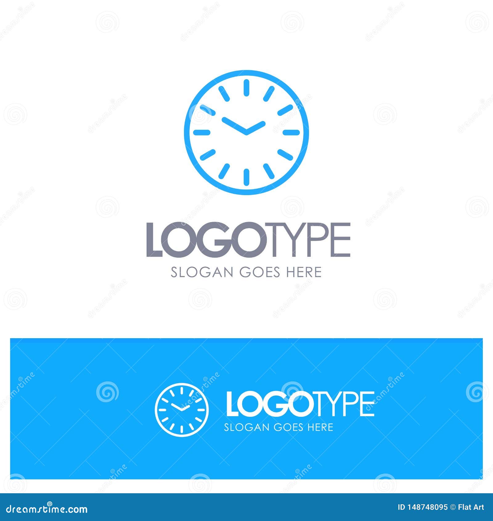 Time, Clock, Cleaning Blue OutLine Logo with Place for Tagline Stock ...