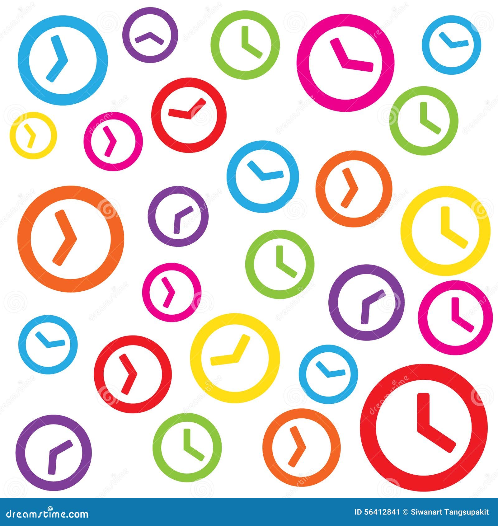 Time Clock Colorful Patten Background Stock Illustration - Illustration ...
