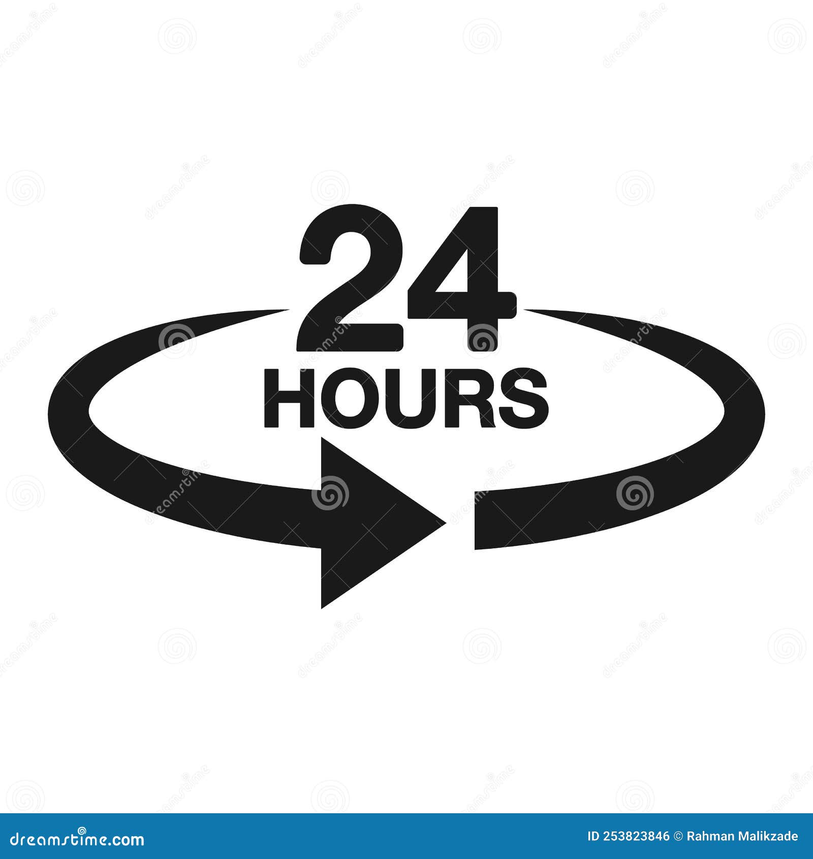 Time or Clock Icon. 24 Hours or Twenty Four Hour Vector Illustration Stock Vector - Illustration ...