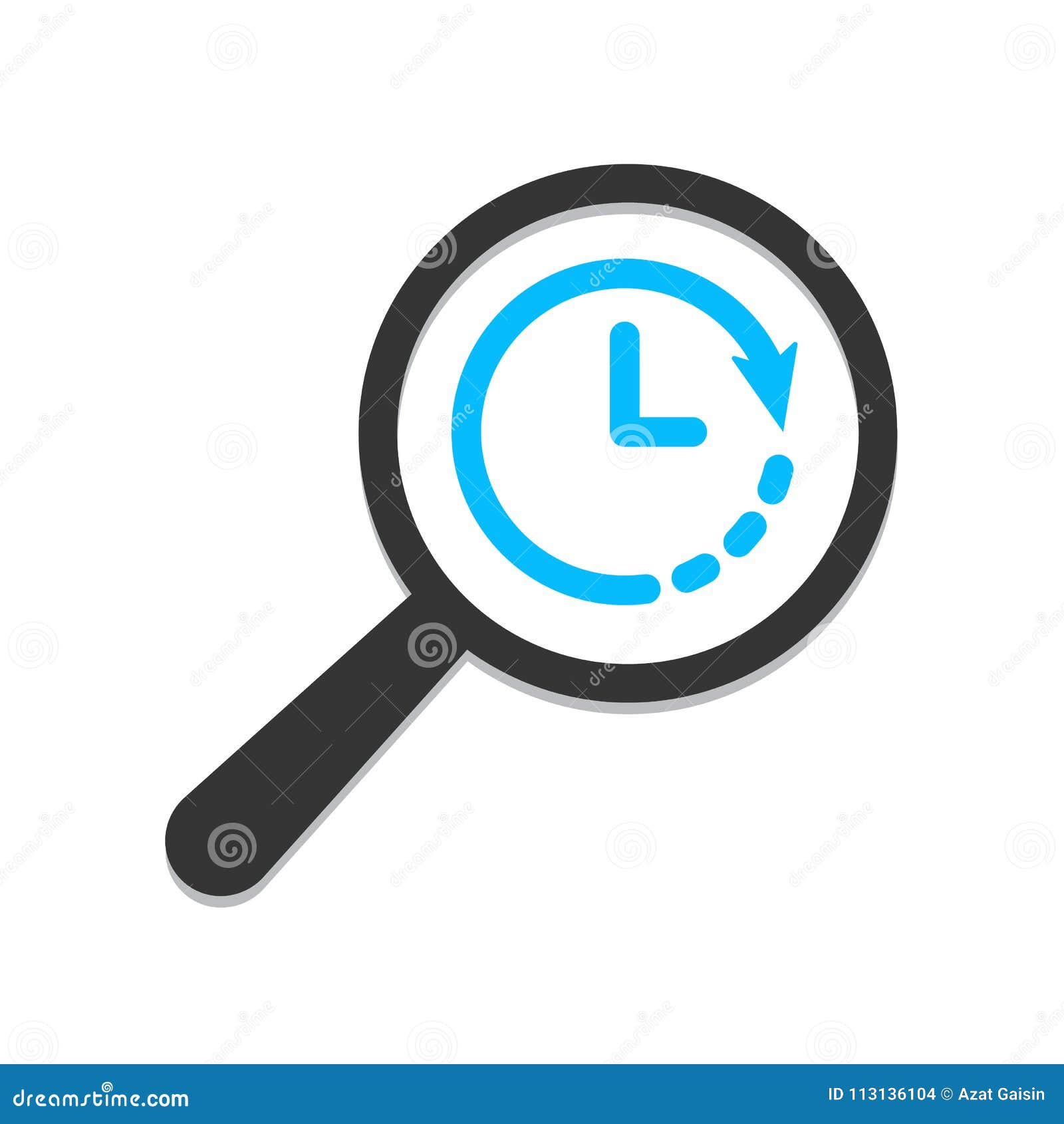 Time Clock Icon Magnifying Glass Stock Vector - Illustration of design ...
