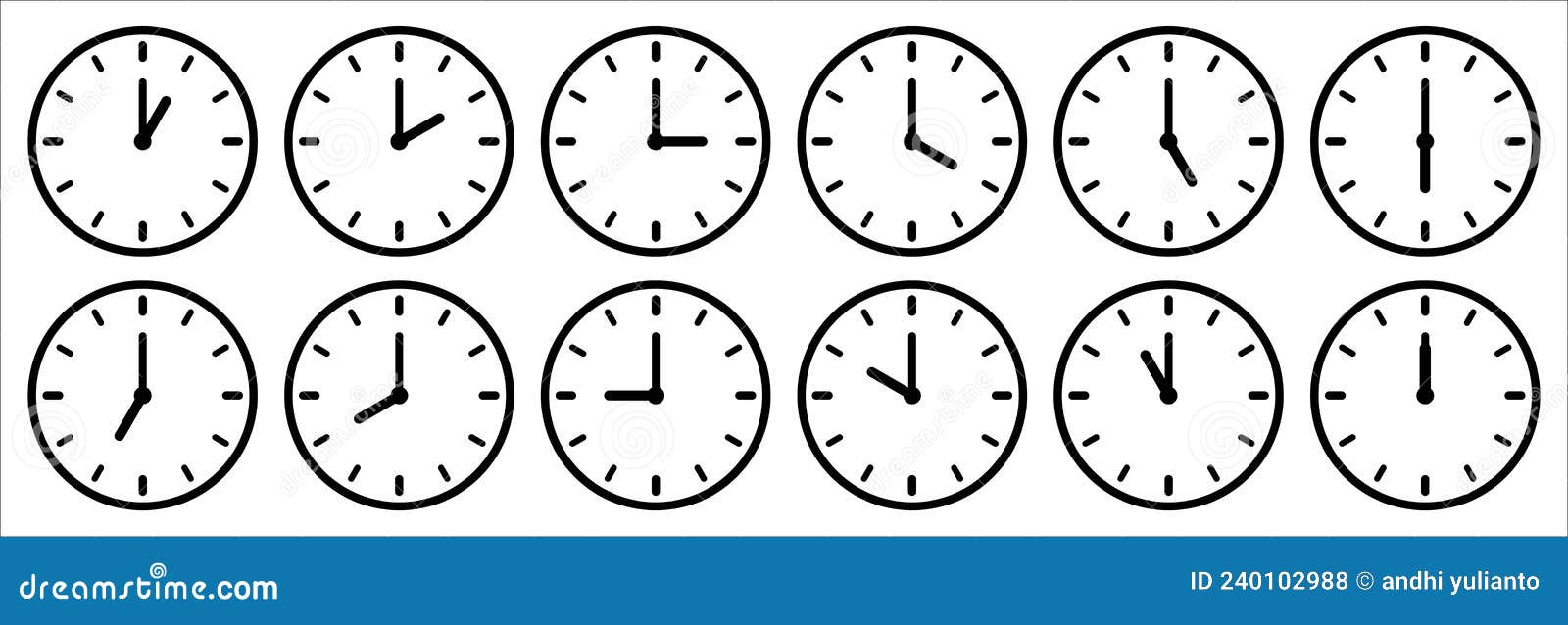 Time and Clock Icon Set. Complete Twelve Hours Pointed Clockwise of ...