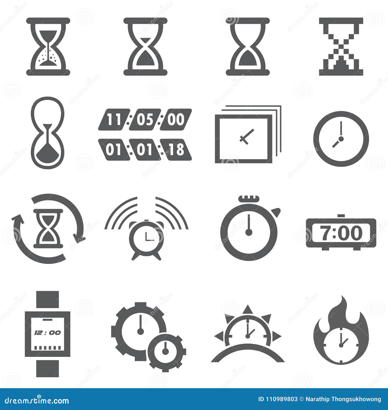 Time and clock icon set stock vector. Illustration of set16 - 110989803