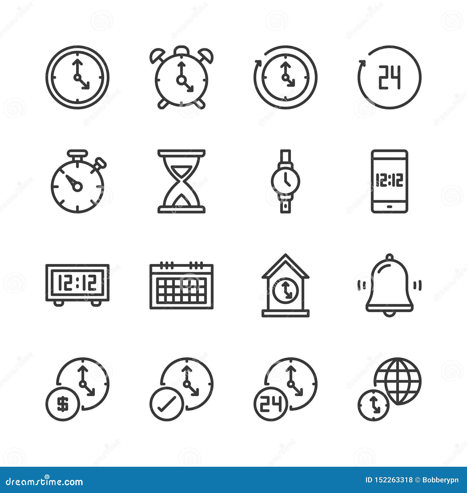 Time and Clock Icon Set.Vector Illustration Stock Vector - Illustration ...
