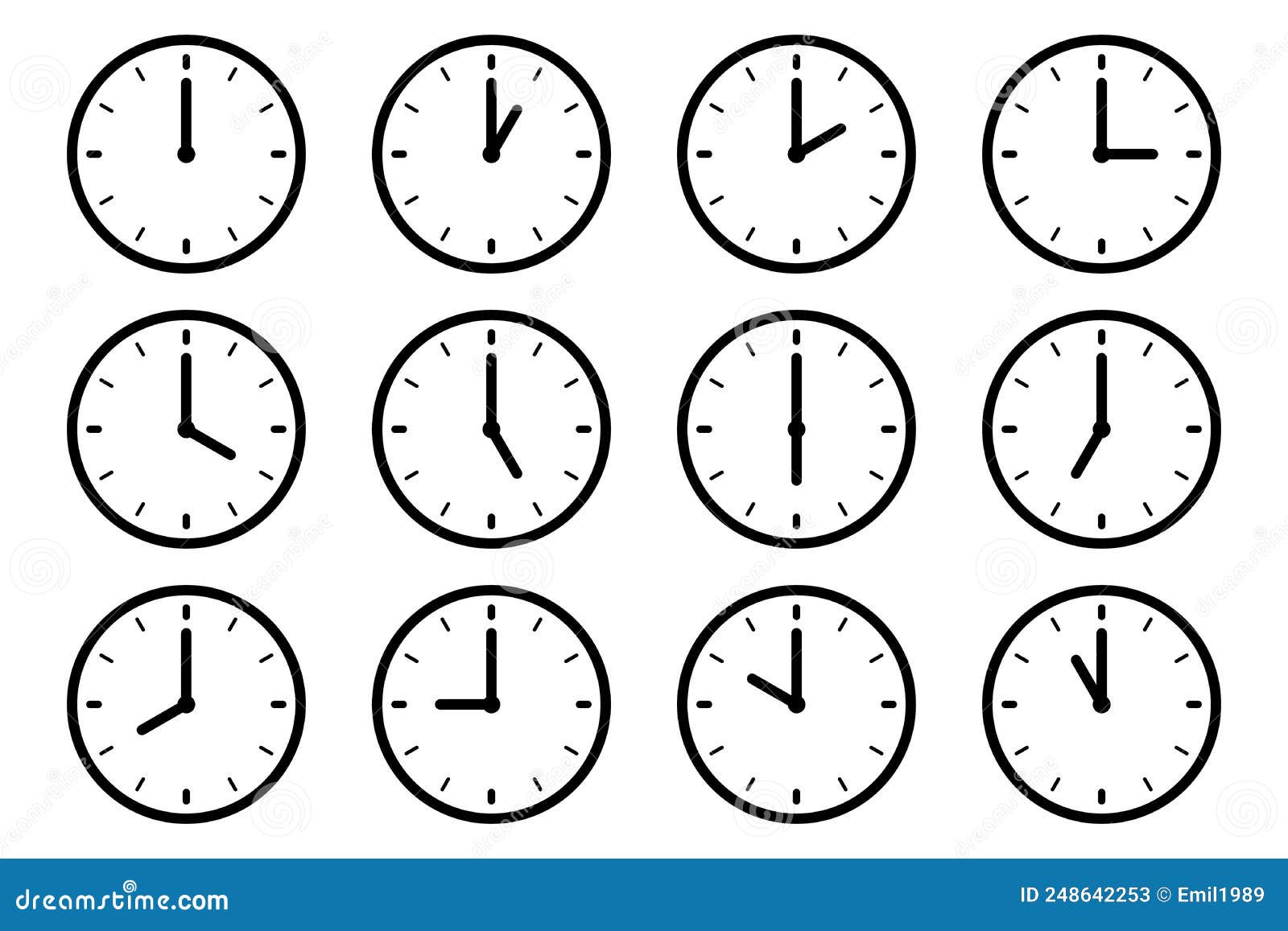 Time clock icon symbol set stock illustration. Illustration of time ...